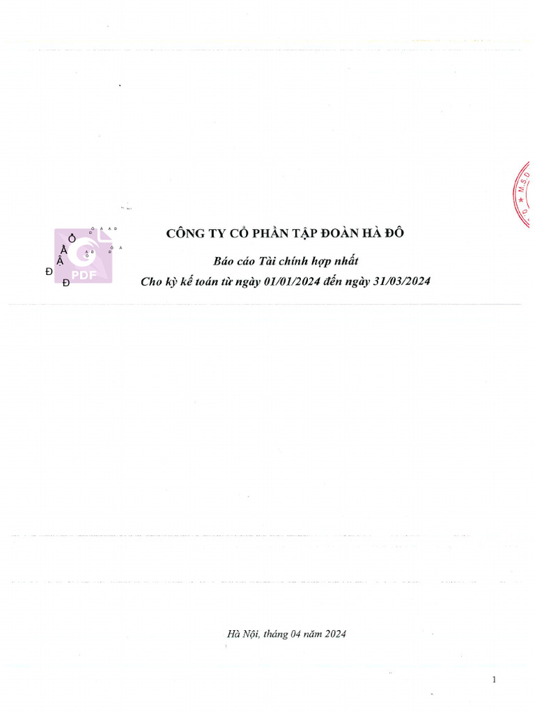 HDG Baocaotaichinh Q1 2024 Hopnhat | PDF