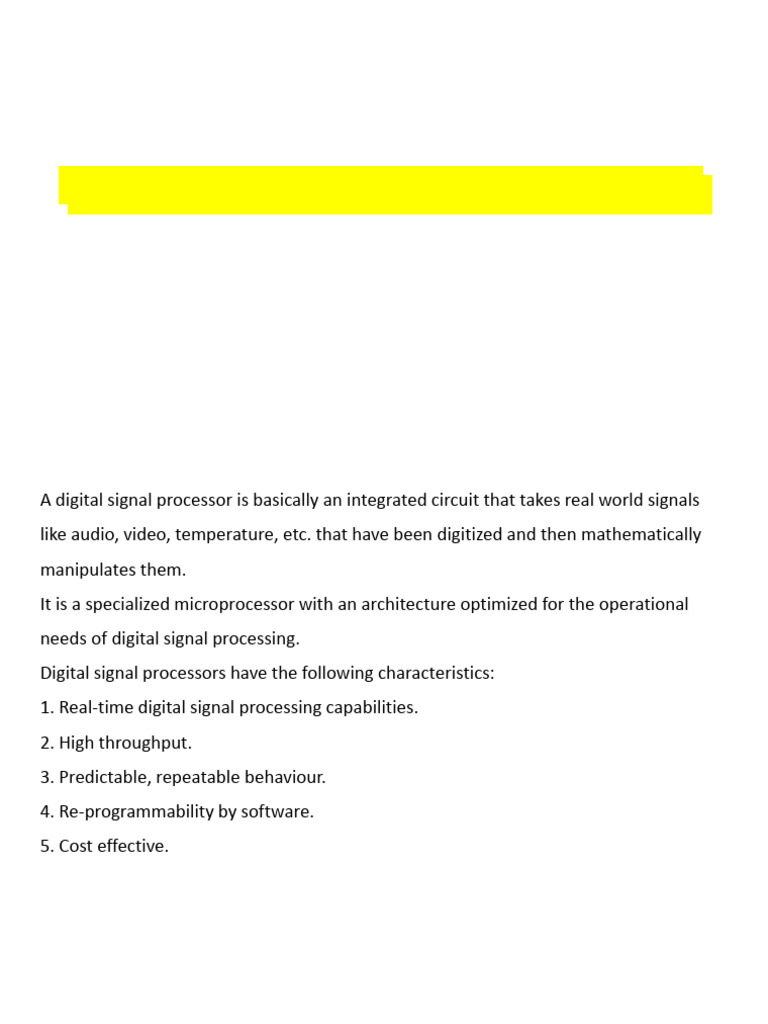 Introduction To Digital Signal Processors (DSPS) - Student | PDF ...
