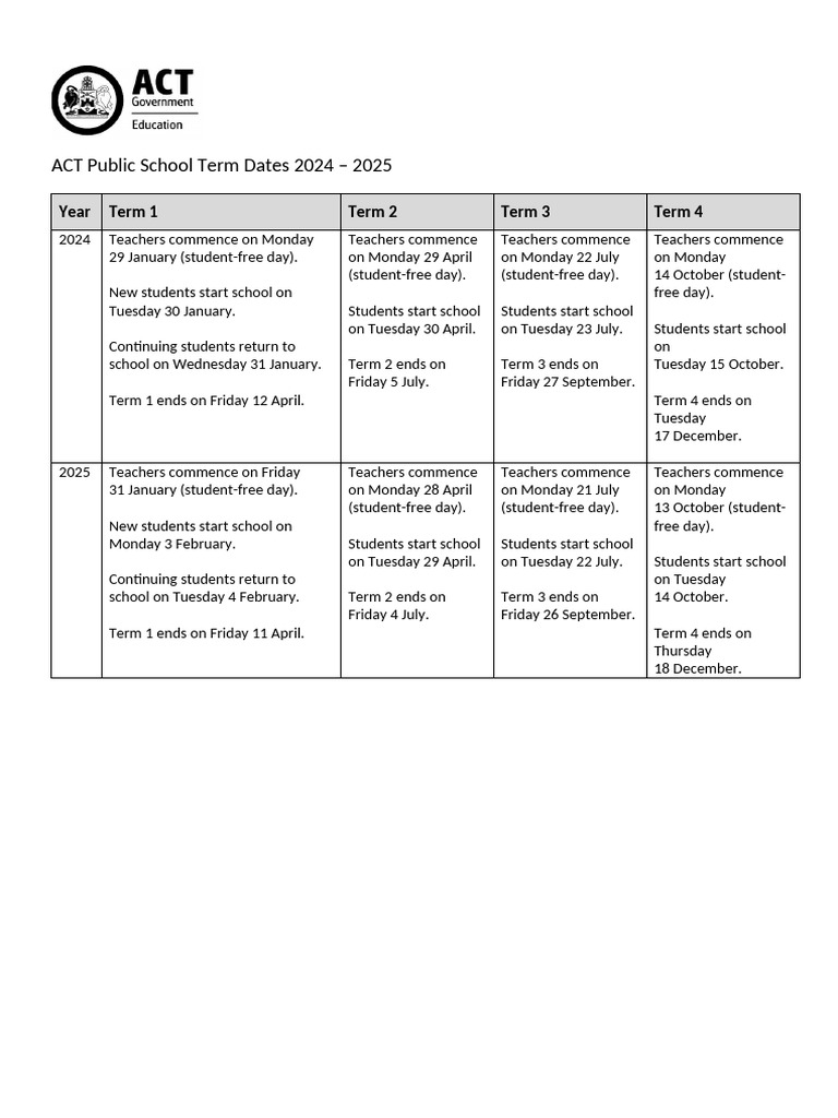 Term-Date-2024-2025 | PDF