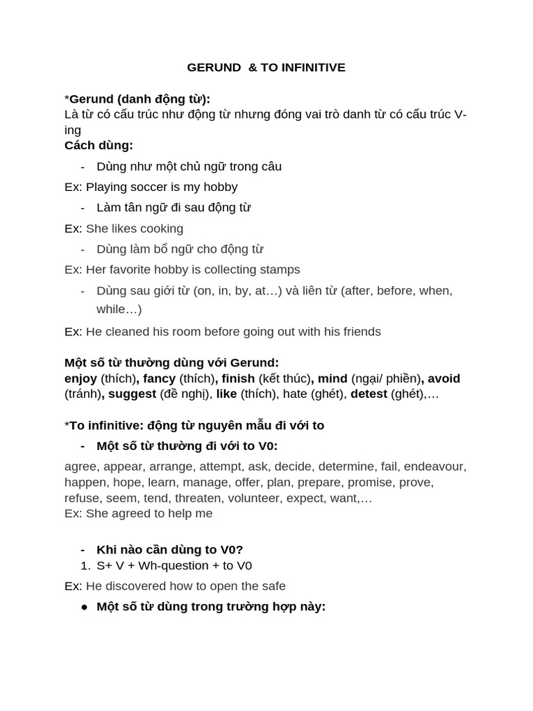 Gerund & To Infinitive 1 | PDF