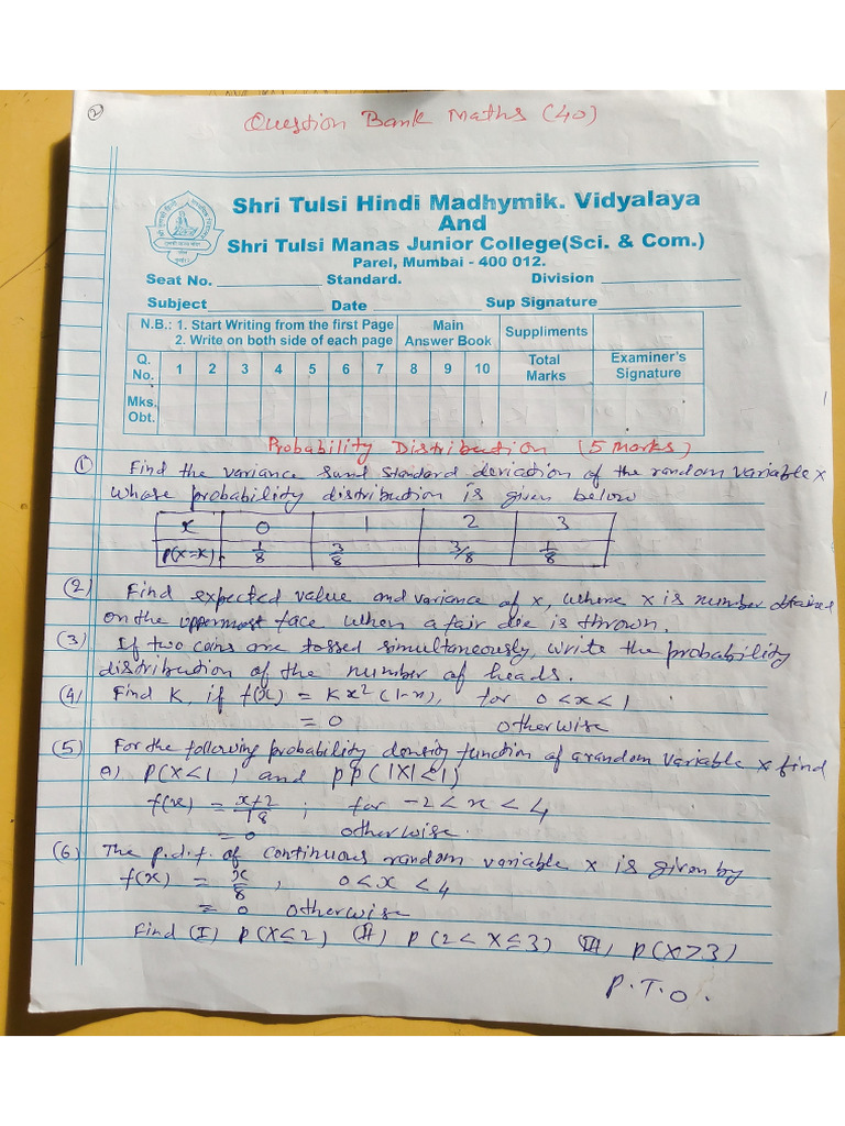 Maths Question Bank - 2 | PDF