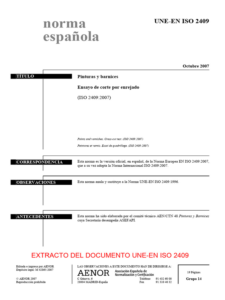 (Ex) Une-En Iso 2409 2007 | PDF | Organización internacional para la estandarización