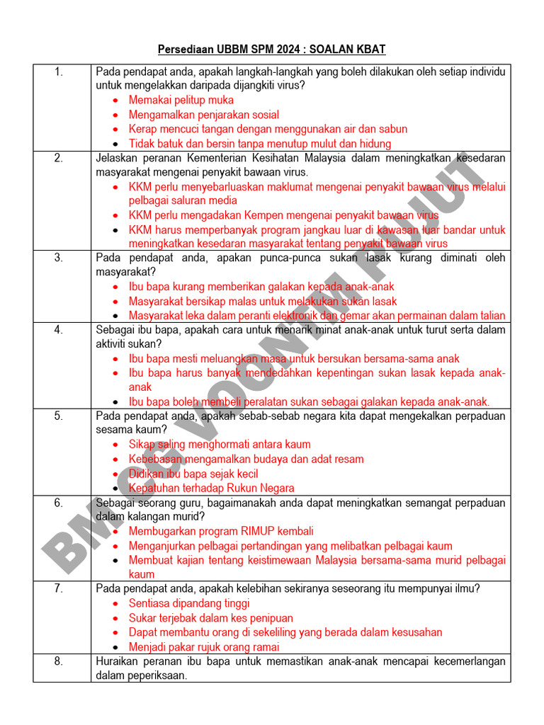 Persediaan UBBM SPM 2024 | PDF