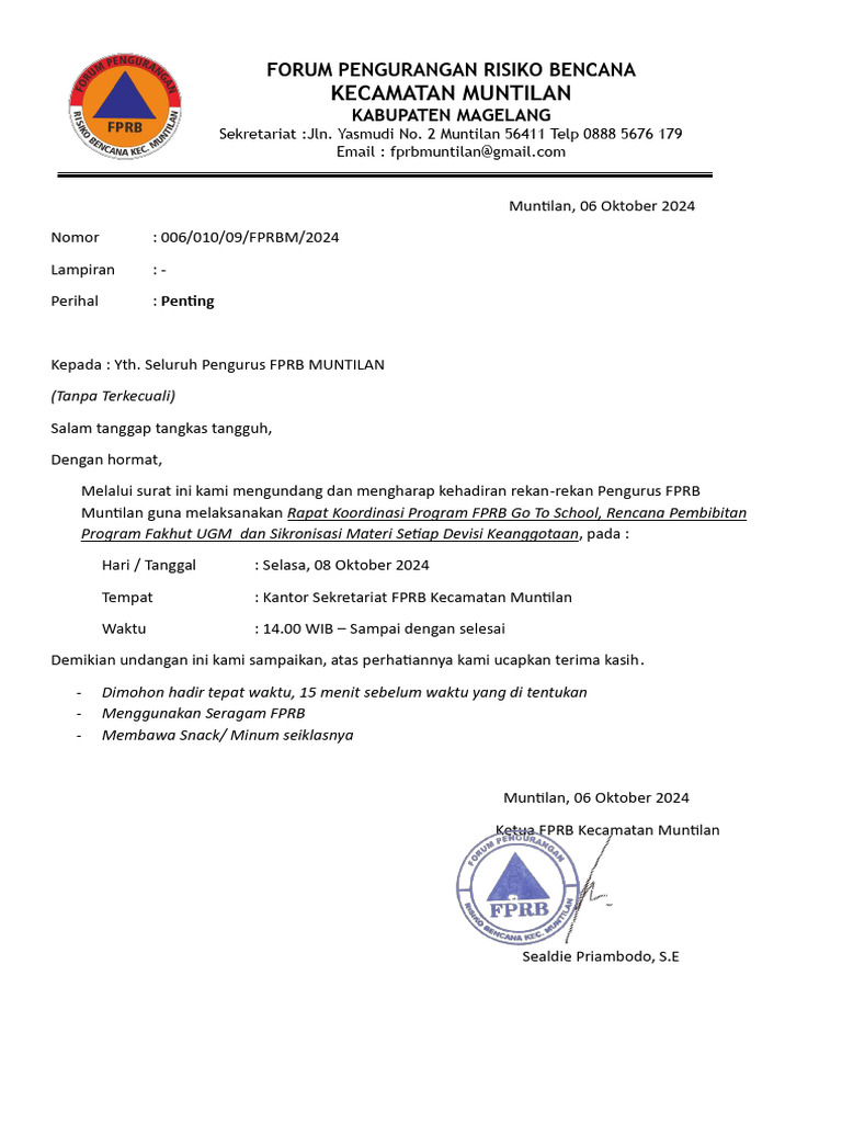 Undangan FPRB 1 | PDF