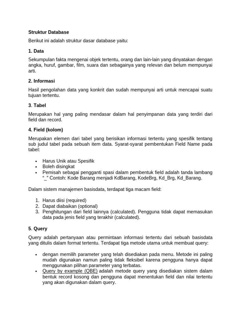 Struktur Databse Wan | PDF