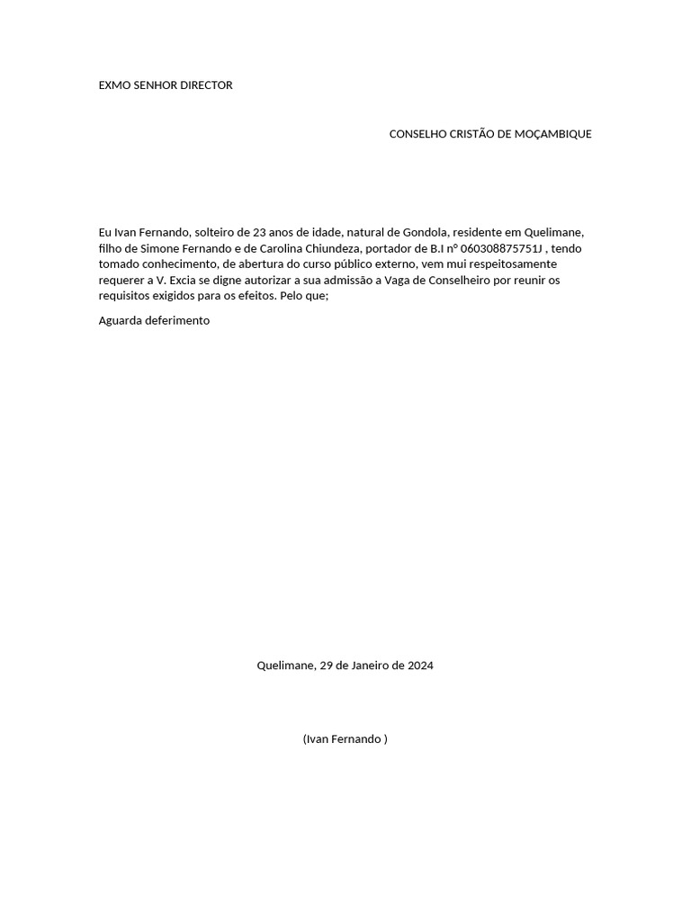 Carta de Candidatura | PDF