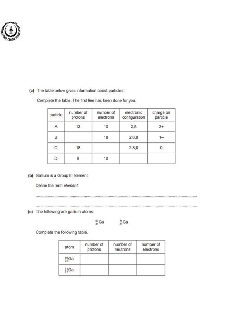 Worksheet Atomic Structure | PDF