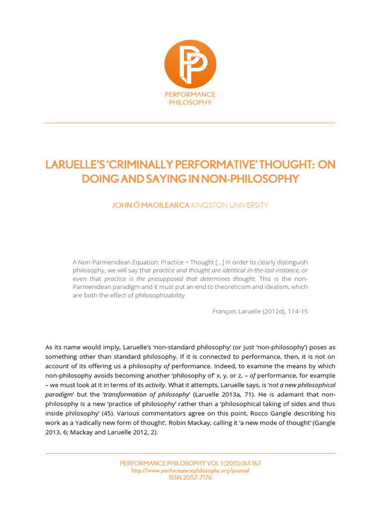 Laruelle Criminally Performative | PDF | Gilles Deleuze | Thought