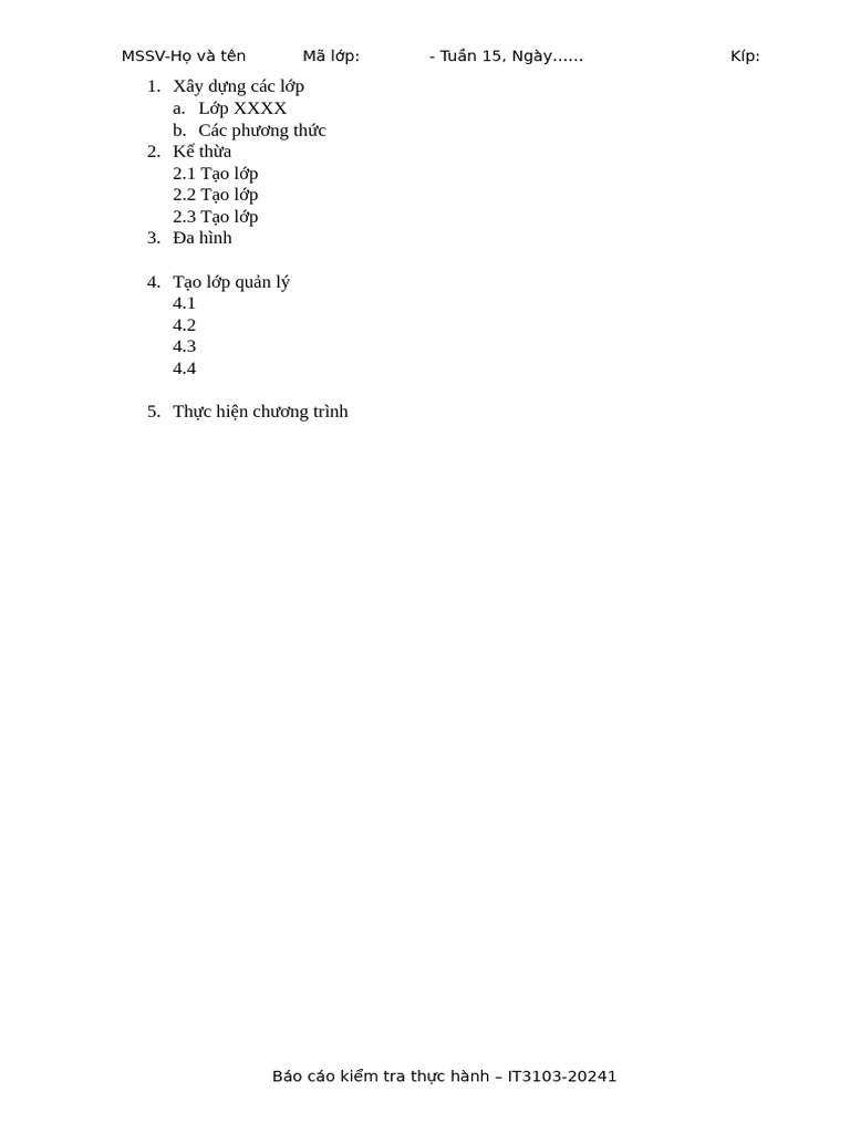 MSSV Hoten BaoCaoKiemTra MaLop | PDF