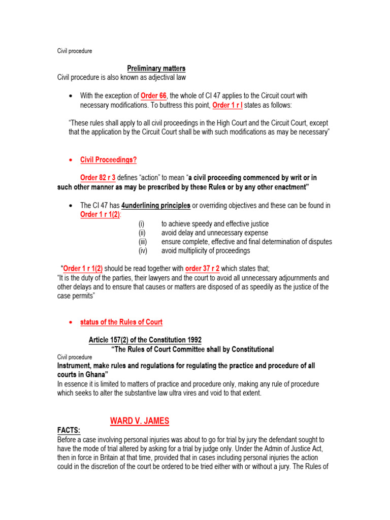 Civil Procedure Notes & Cases | PDF | Lawsuit | Writ