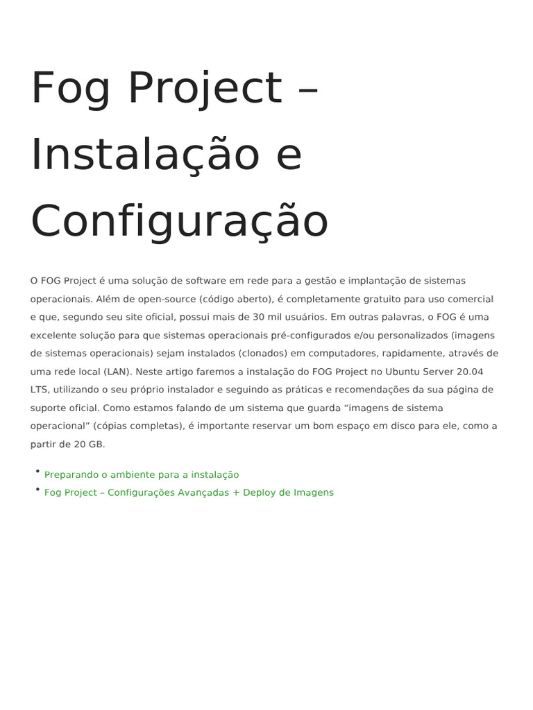 Fog Project Instalacao e Configuracao | PDF | Inicialização ...