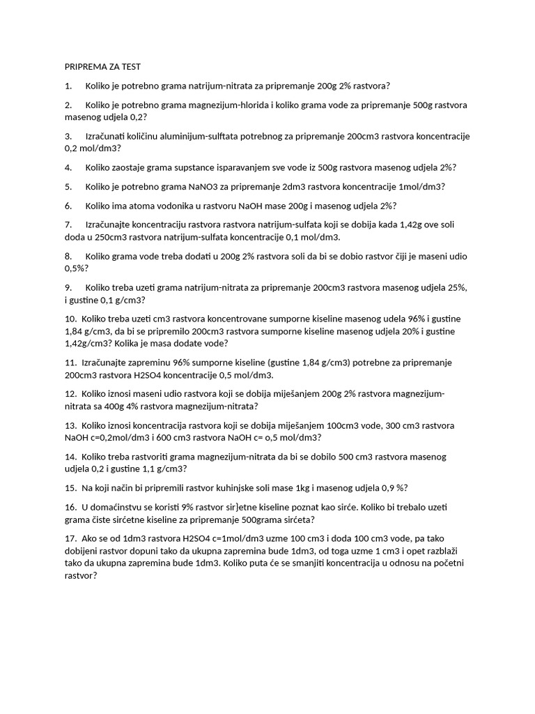 Priprema Za Test | PDF