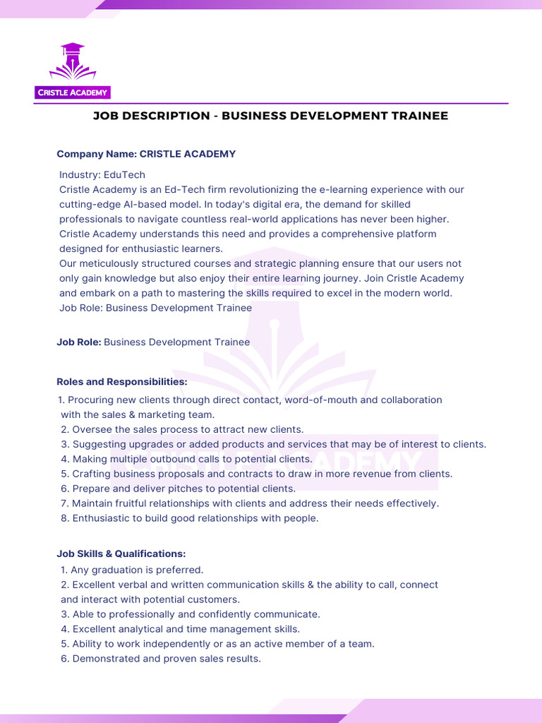 CA-BDT-JD | PDF | Educational Technology | Incentive