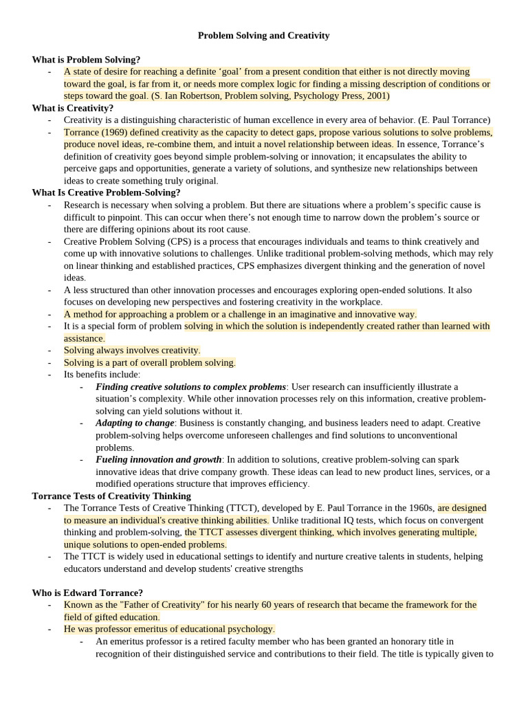 Creative Problem Solving Guide | PDF | Creativity | Thought