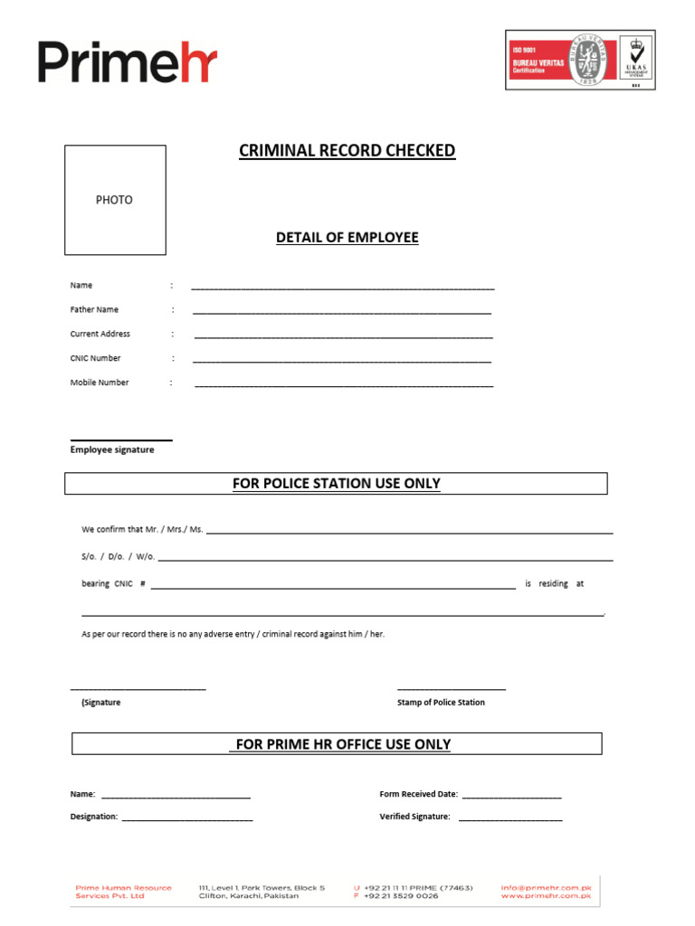 Criminal Record.police Verifaction | PDF
