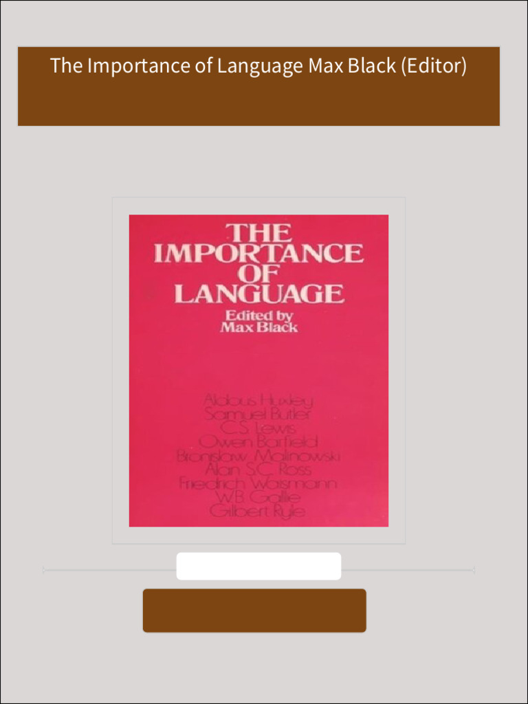 Download Full The Importance of Language Max Black (Editor) PDF All ... Download Full The Importance of Language Max Black (Editor) PDF All ...