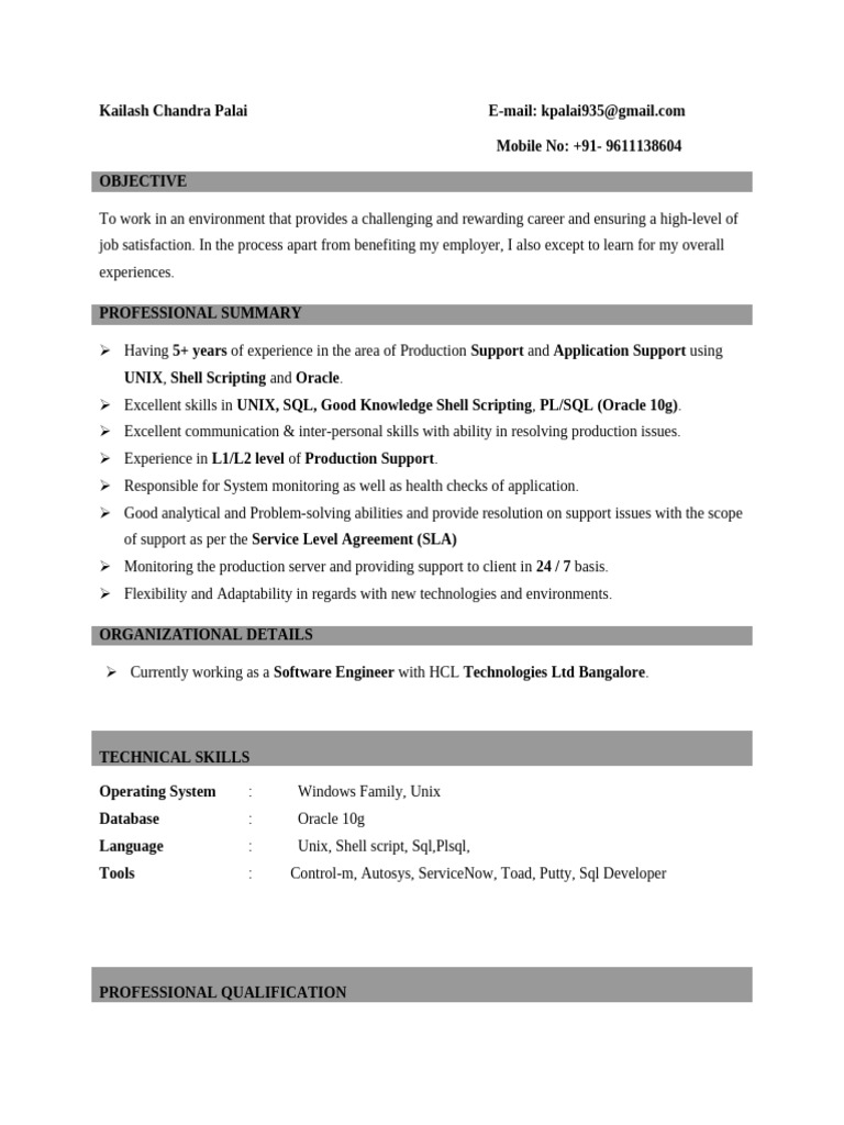 hcl resume_Kailash Palai | PDF | Computing | Software