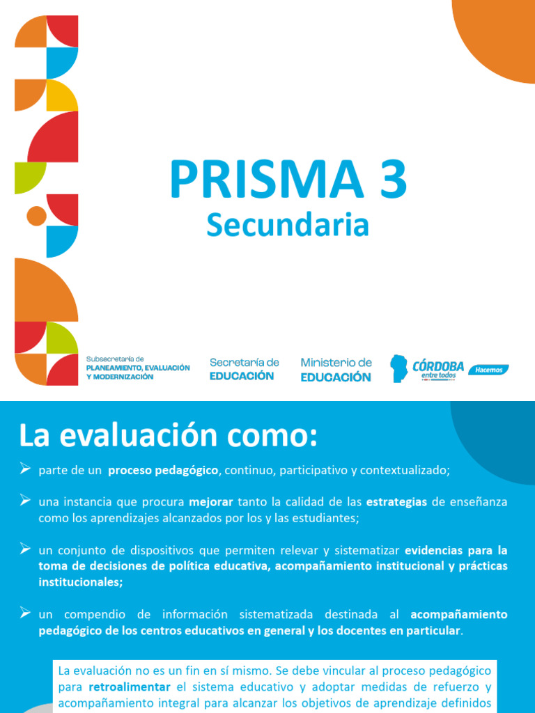 Evaluación PRISMA 3 Secundaria: Guía | PDF | Evaluación | Enseñando