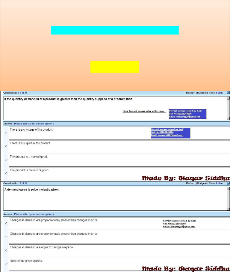 ECO401 Midterm MCQs by Waqar Siddhu | PDF