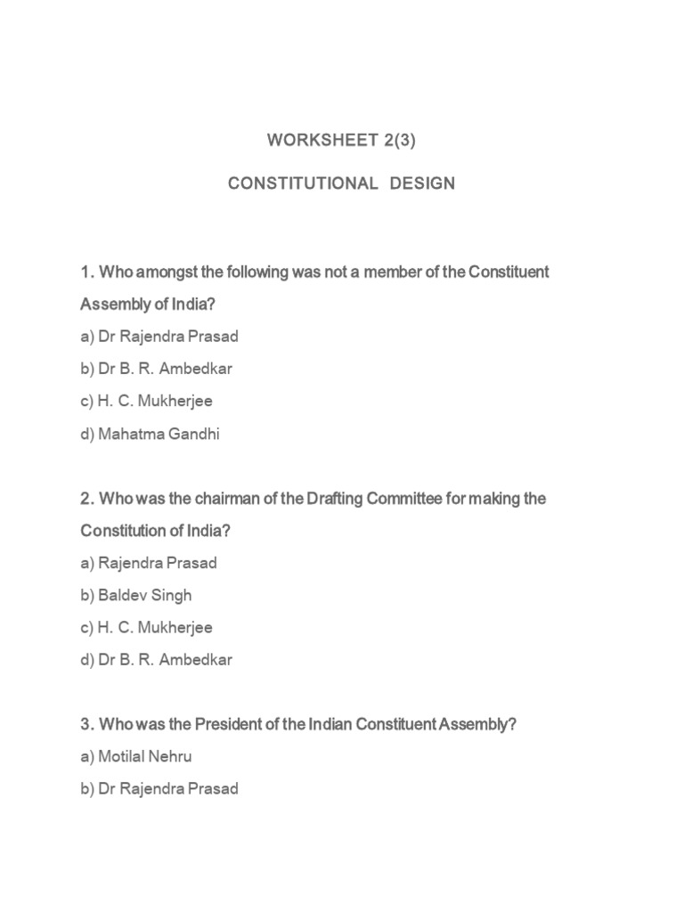 CONSTITUTIONAL DESIGN-WORKSHEETS 2(3) | PDF