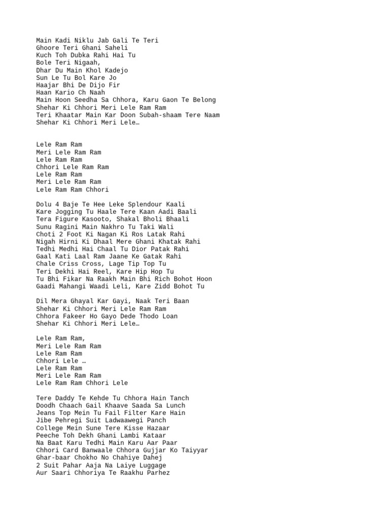 Ram Ram Song Lyrics | PDF
