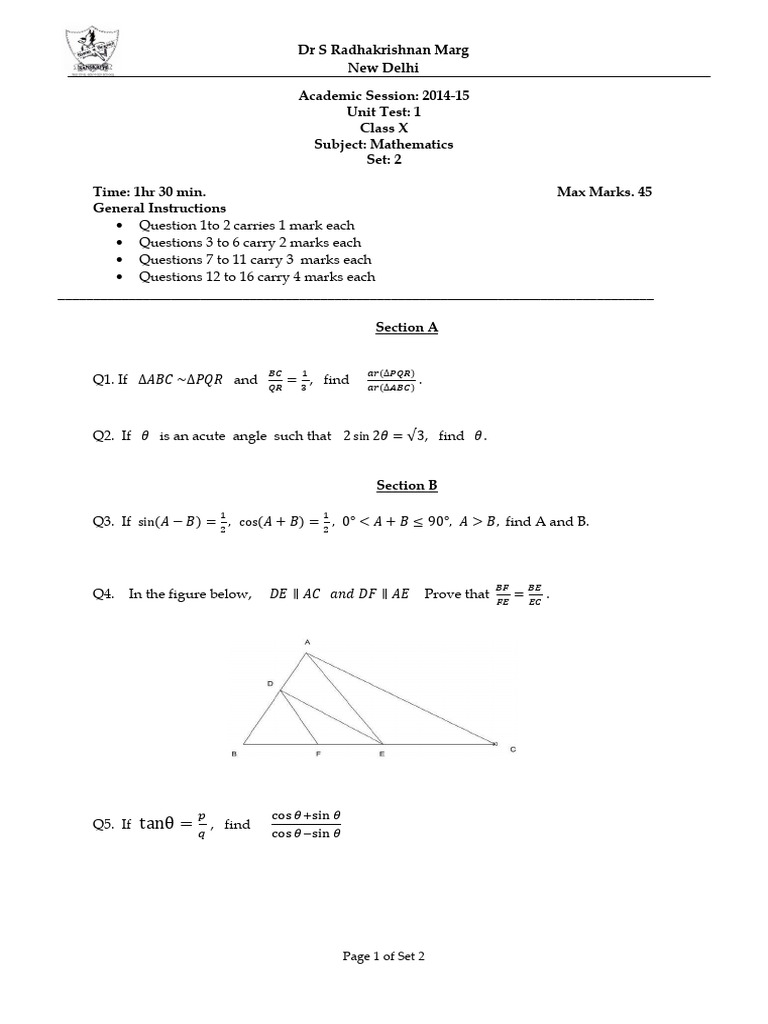 Maths Class 10 Merged | PDF | Triangle | Area