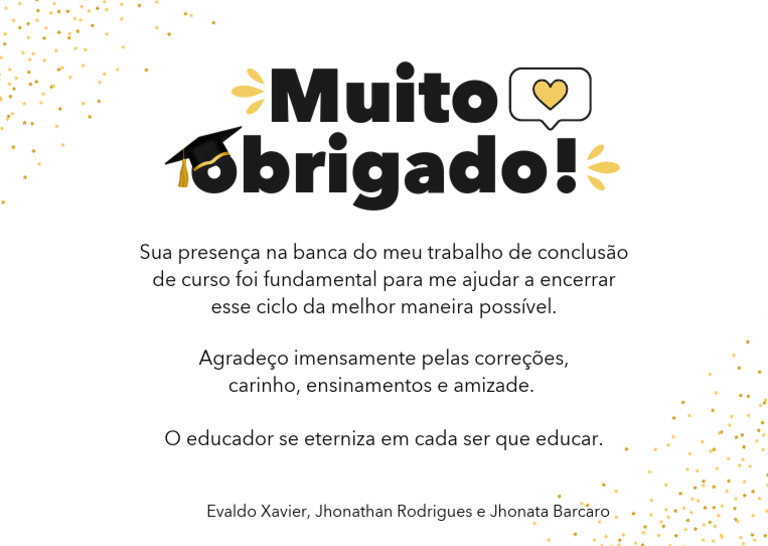 Cartão de agradecimento para professores branco, preto e amarelo (1) | PDF