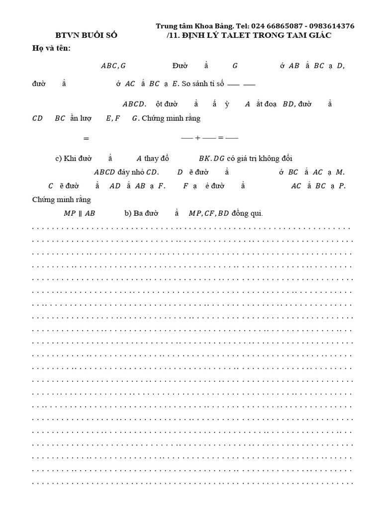 BTVN 21. Dinh ly Talet trong tam giac | PDF