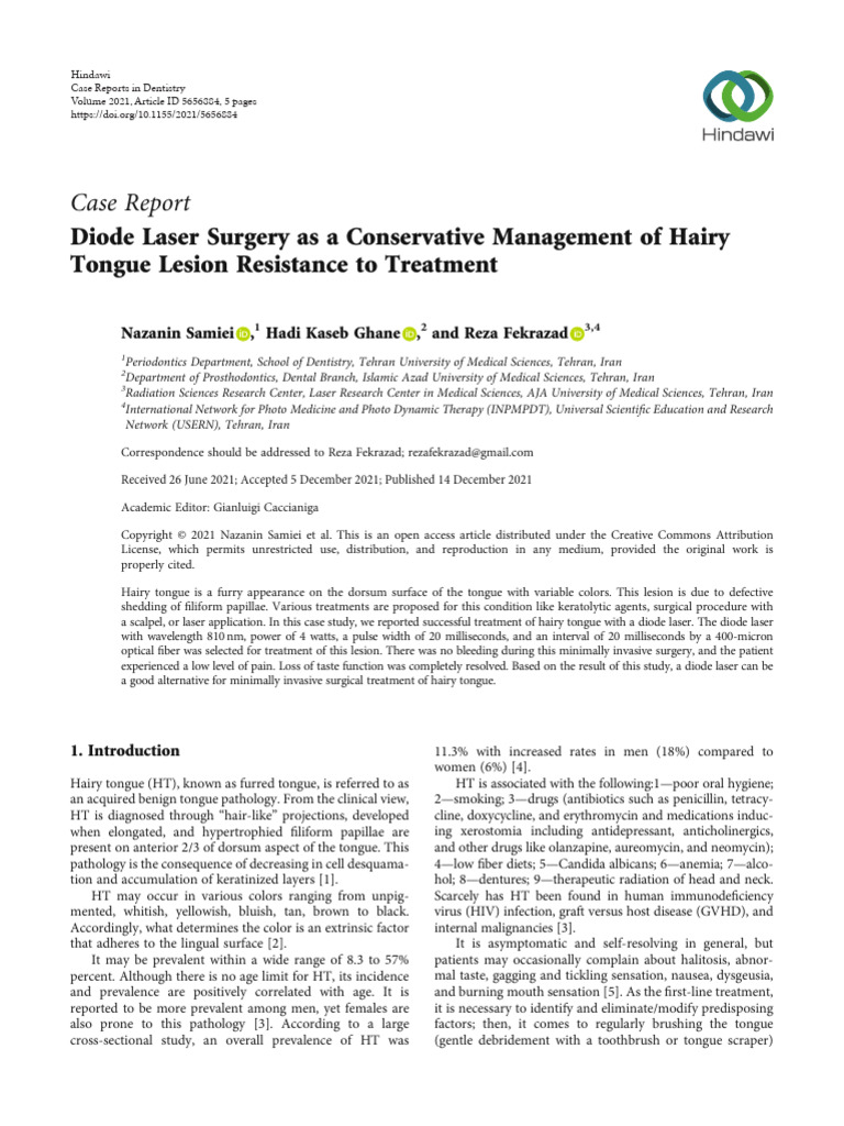 Case Reports in Dentistry - 2021 - Samiei - Diode Laser Surgery As A ...