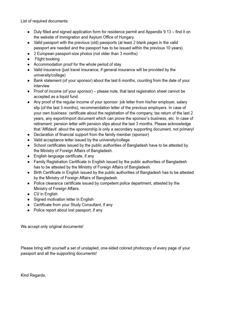 List of Required Documents | PDF | Passport | Government And Personhood