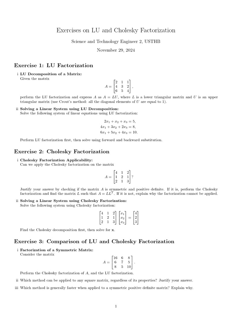 Lu Cholesky | PDF | Applied Mathematics | Operator Theory