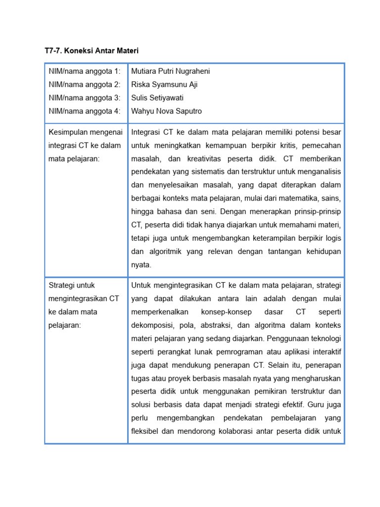 T7-7. Koneksi Antar Materi CT | PDF