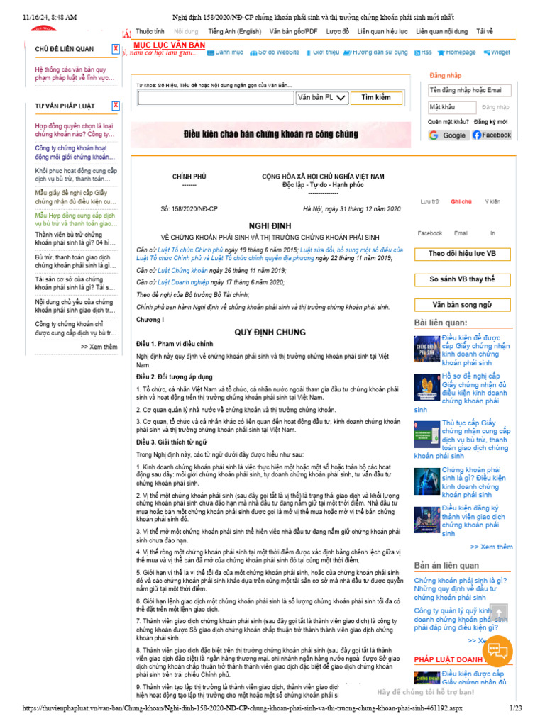 Nghị Định 158 - 2020 - NĐ-CP Chứng Khoán Phái Sinh Và Thị Trường Chứng Khoán Phái Sinh Mới Nhất ...