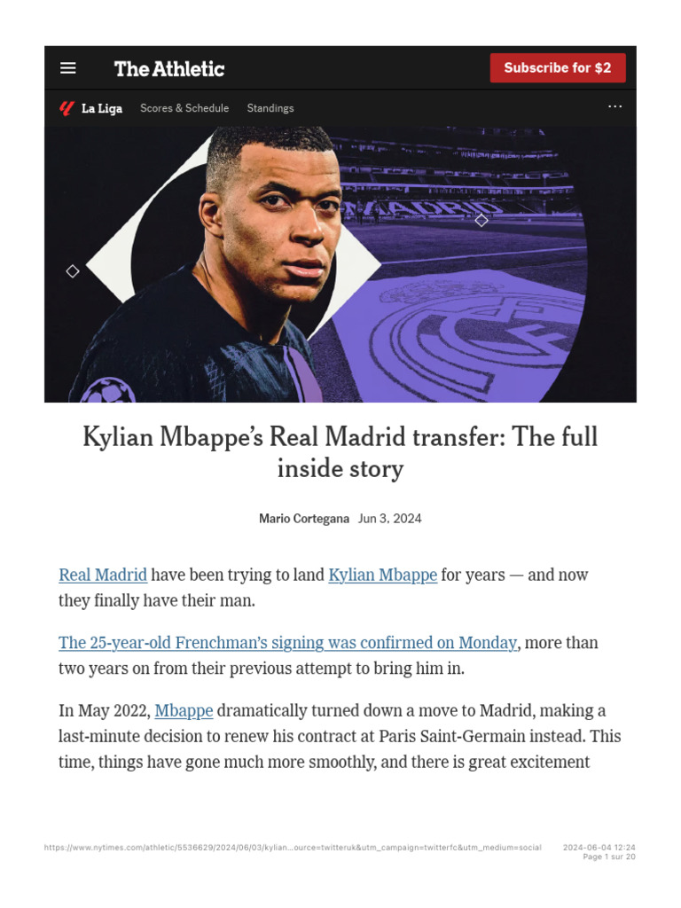 Kylian Mbappe’s Real Madrid transfer | PDF | Sports | Association ...
