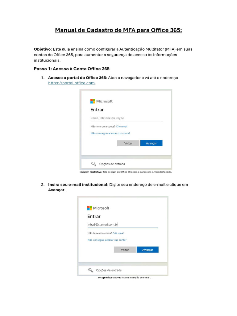 Configuração de MFA no Office 365 | PDF | Autenticação | Código QR