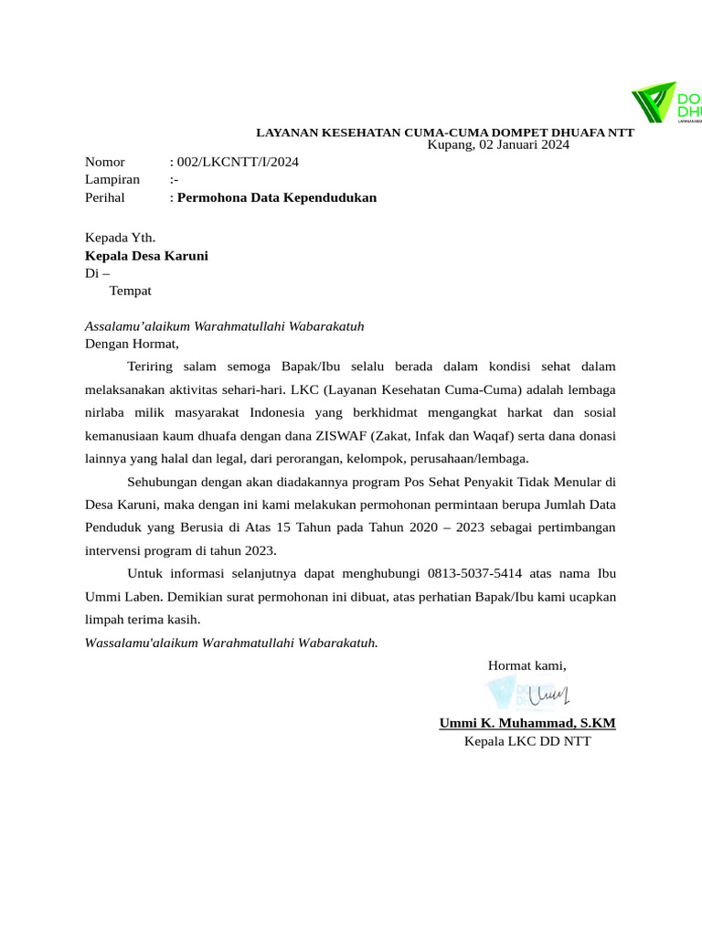 SRT 002 - Permohonan Data Kependudukan | PDF