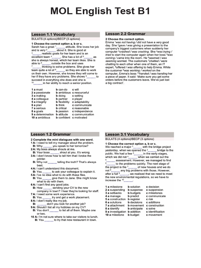 English Test B1 Business | PDF