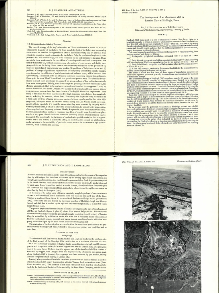 The Development of An Abandoned Cliff in London Clay at Hadleigh, Essex ...