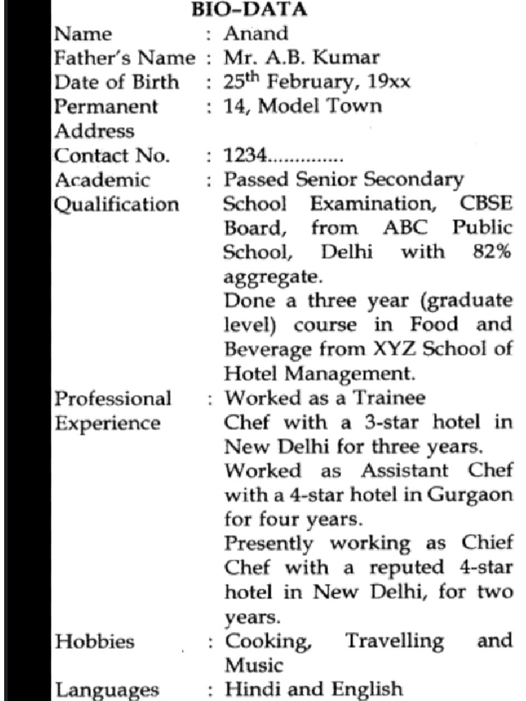job application Boi data format class 12 | PDF