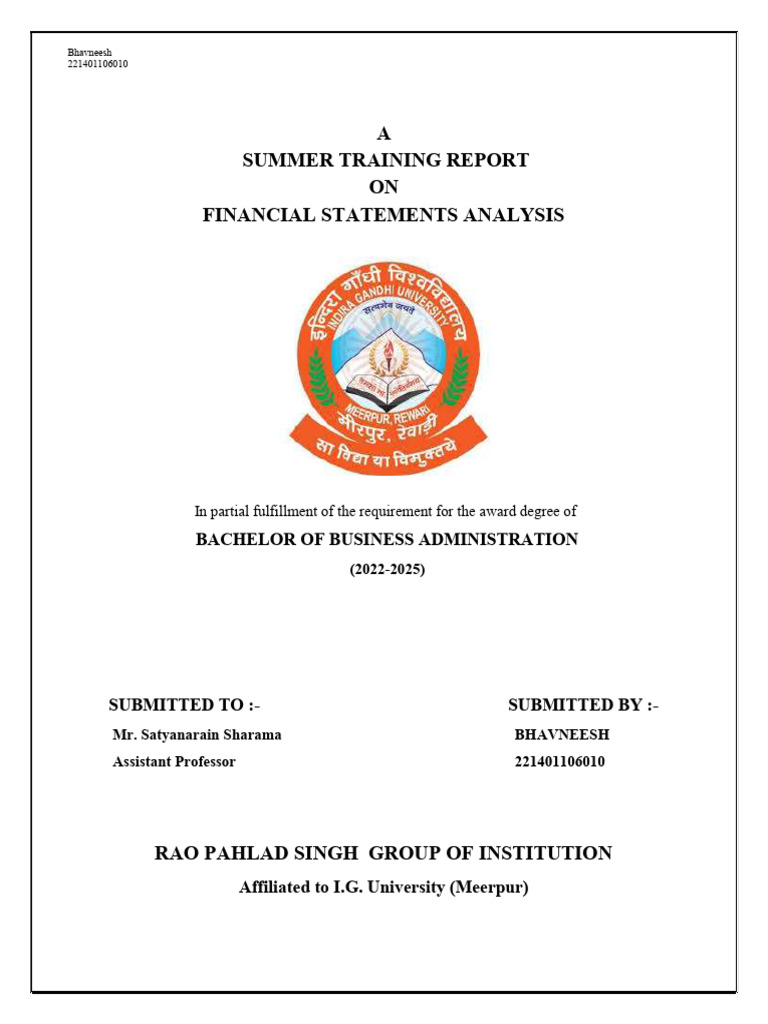 Bhavneesh ReportFile | PDF | Financial Statement | Equity (Finance)