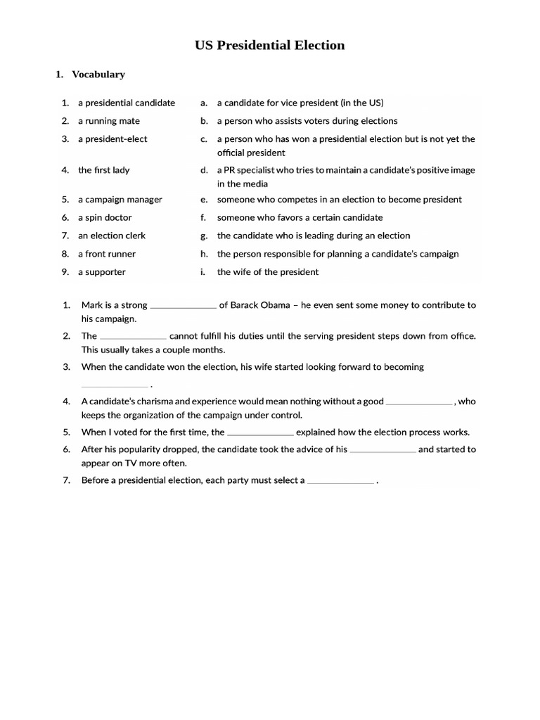 US Presidential Election ESL Plan | PDF