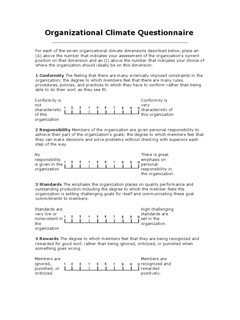 Organizational Climate Questionnaire 188 | Conformity | Leadership