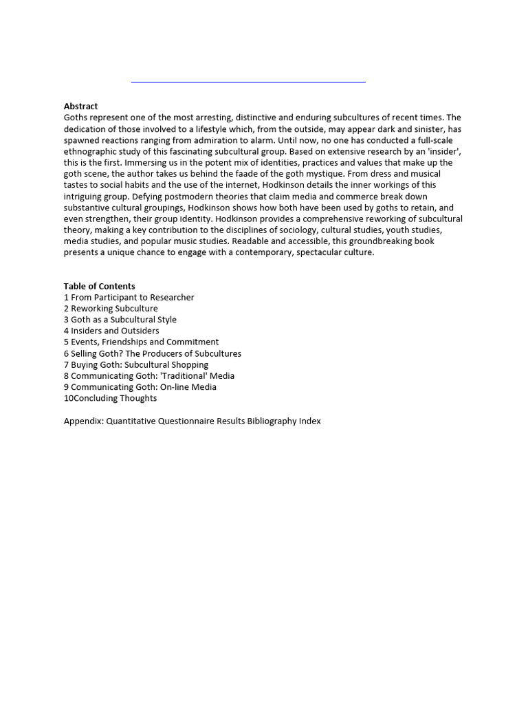 Hodkinson 2002 Goth Identity Style ABSTRACT | PDF