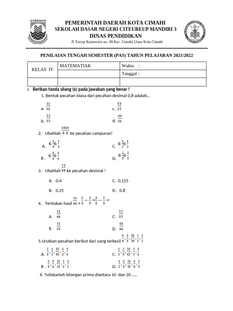 Soal PAT Tema 4 Kelas 4 CM 3 P Jaji | PDF