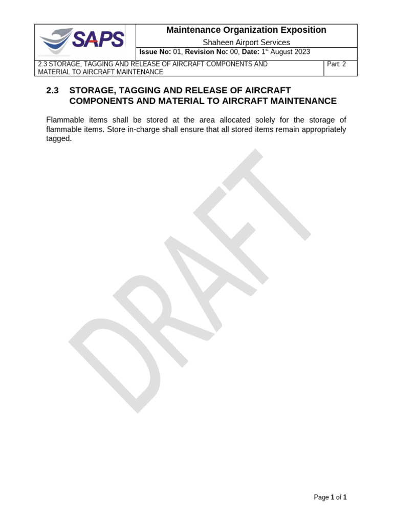 Part - 2, Sec 2.3 - Storage, Tagging and Release Rev-Mz 220424 | PDF
