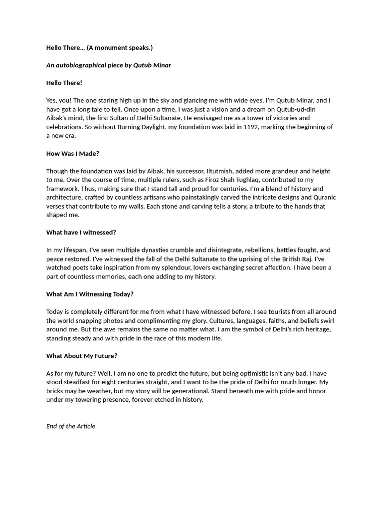 Qutub Minar: A Timeless Legacy | PDF