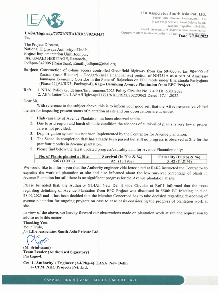 Delinking Avenue Plantation From EPC Project (RD3) | PDF