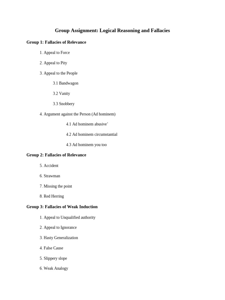 Group Assignment Fallacies Pdf Fallacy Logic 6649