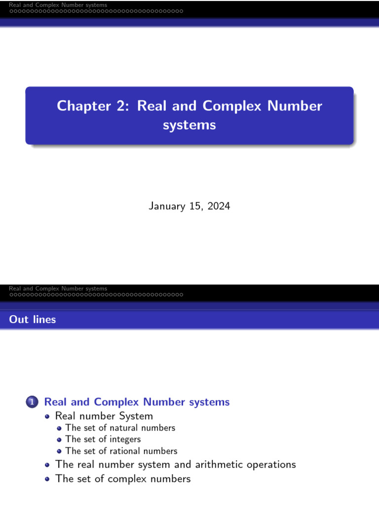 Chapter 2 Real and Complex Number Systems | PDF | Natural Number | Multiplication
