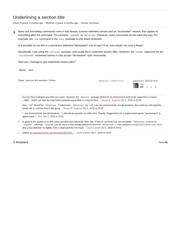 Titlesec - Underlining A Section Title - TeX - LaTeX Stack Exchange | PDF | Computing | Text